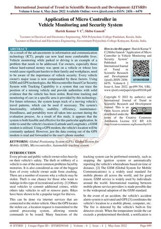 Application of Micro Controller in Vehicle Monitoring and Security System | PDF