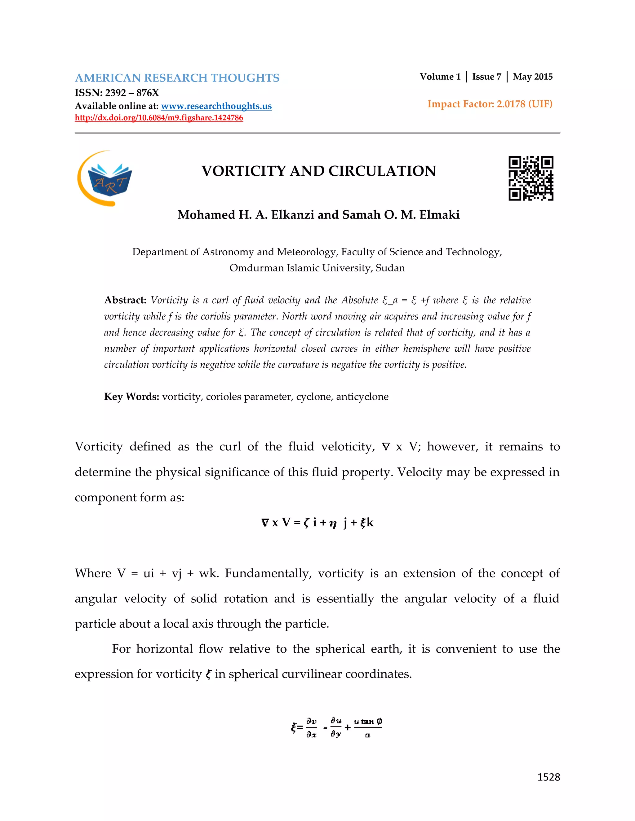 VORTICITY AND CIRCULATION | PDF