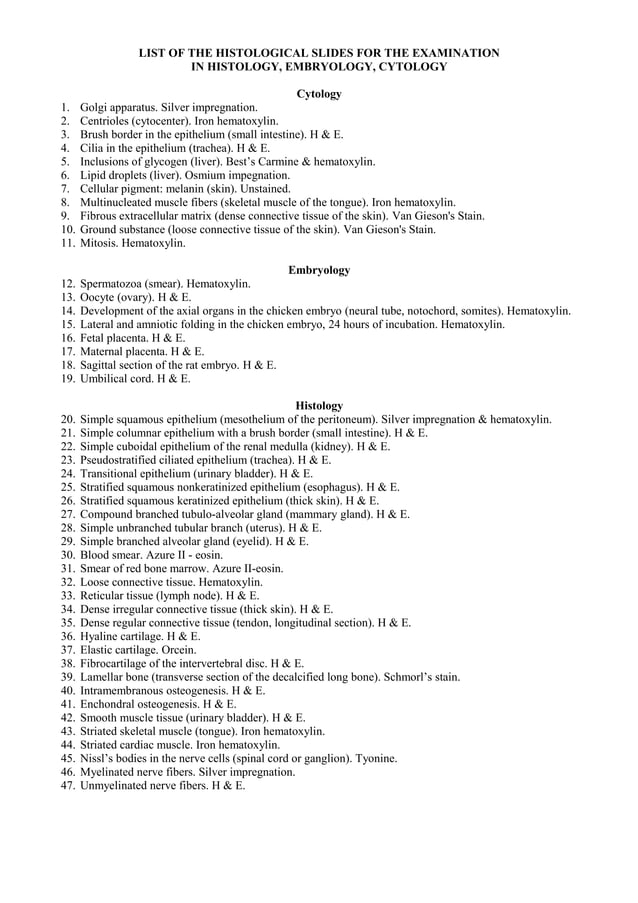 1460 examination questions-and_list_of_slides_in_histology_embryology ...