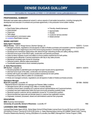 Denise Dugas Guillory Resume 2D | PDF