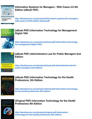 (eBook PDF) Information Technology for Managers 2nd Edition | PDF