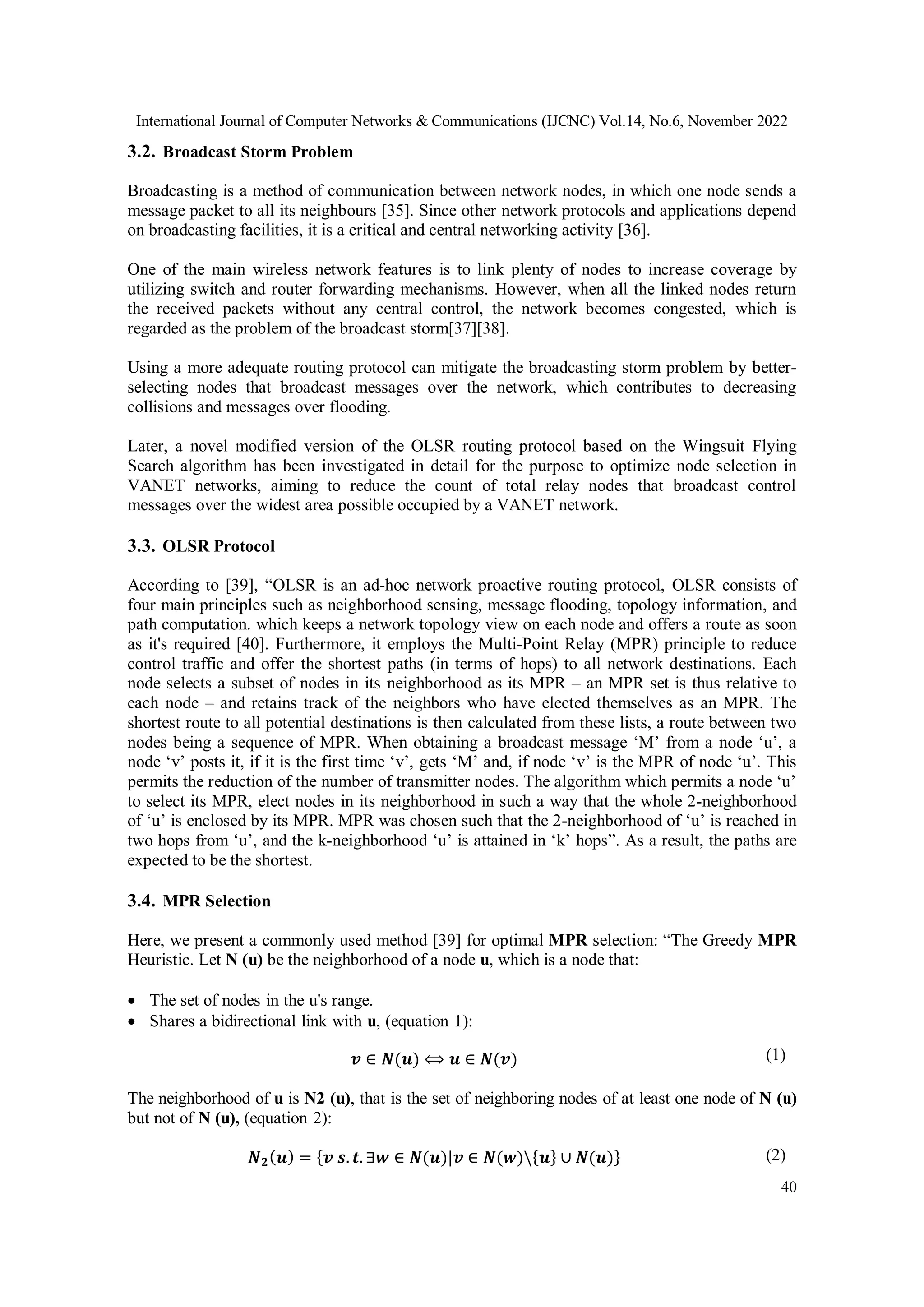 WS-OLSR: Multipoint Relay Selection in VANET Networks using a Wingsuit Flying Search Algorithm | PDF