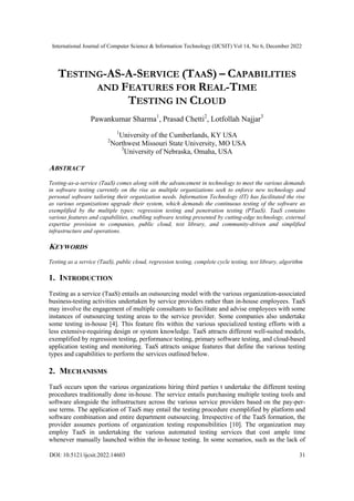 Testing-as-a-Service (TaaS) – Capabilities and Features for Real-Time ...