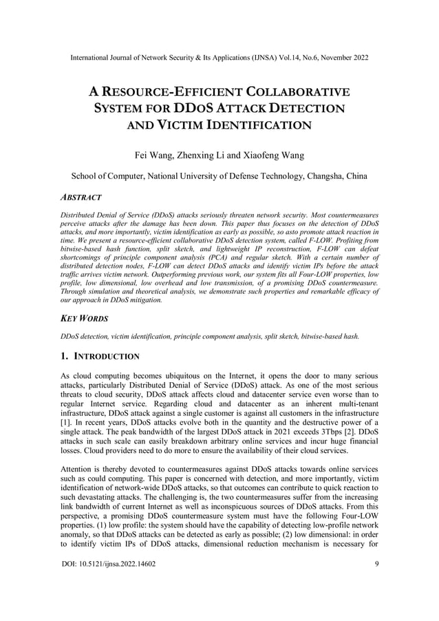 A Resource Efficient Collaborative System For Ddos Attack Detection And Victim Identification Pdf