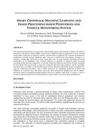 SMART CROSSWALK: MACHINE LEARNING AND IMAGE PROCESSING BASED PEDESTRIAN ...