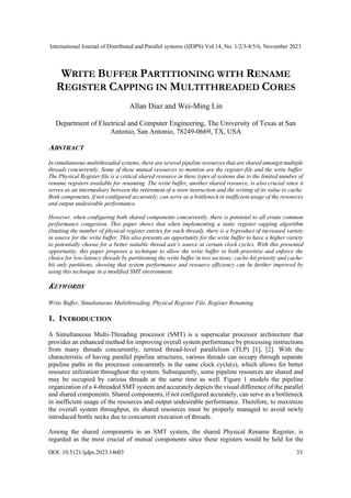 WRITE BUFFER PARTITIONING WITH RENAME REGISTER CAPPING IN MULTITHREADED CORES | PDF