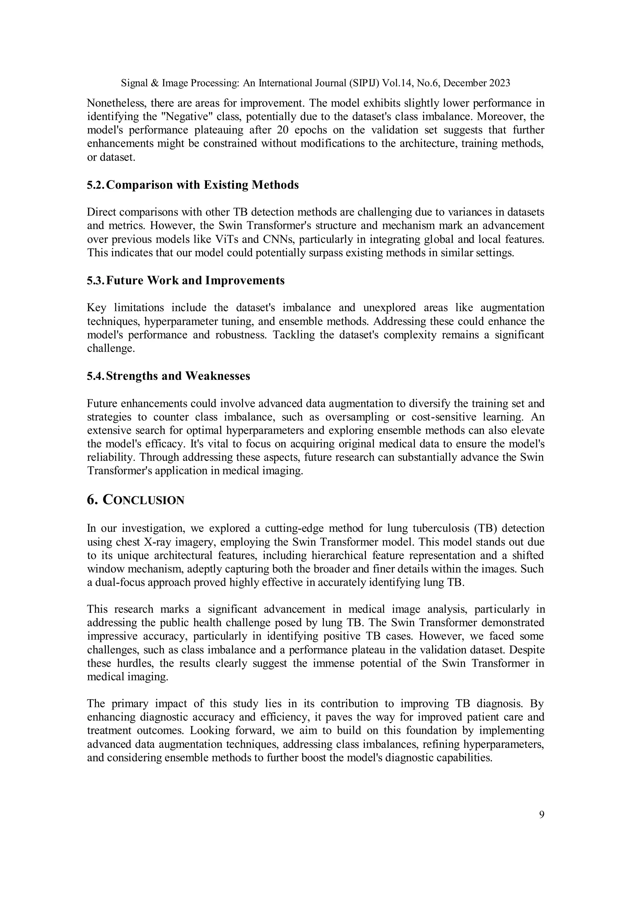 ADVANCED HIERARCHICAL IMAGING TECHNIQUES IN TB DIAGNOSIS: LEVERAGING SWIN TRANSFORMER FOR ...