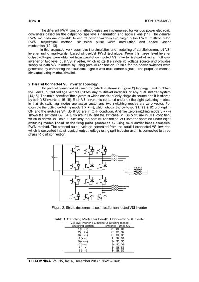 Parallel Connected VSI Inverter Using Multi-Carrier Based Sinusoidal PWM Technique | PDF