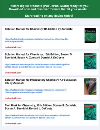 Solution Manual for Chemistry 10th by Zumdahl | PDF