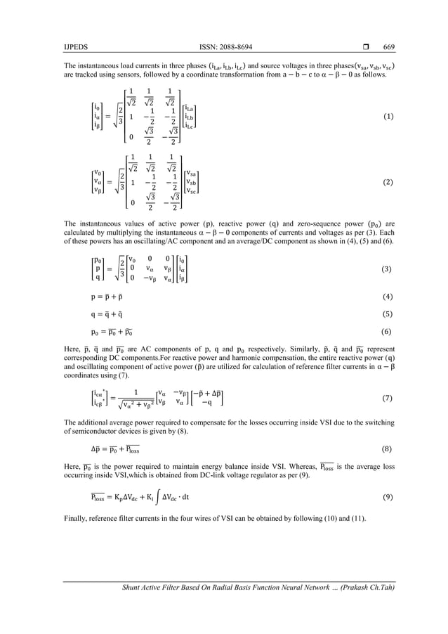 Shunt Active Filter Based on Radial Basis Function Neural Network and p-q Power Theory | PDF