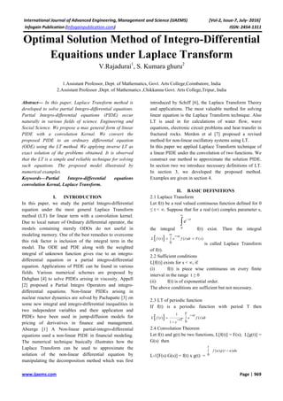 optimal solution method of integro-differential equaitions under laplace transform | PDF