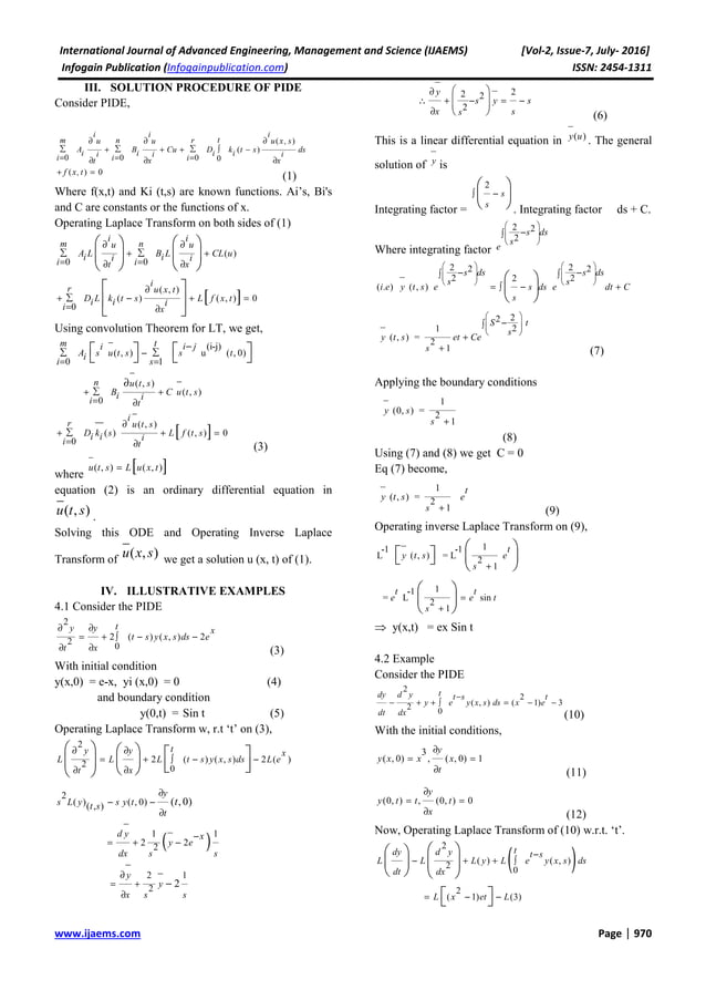 optimal solution method of integro-differential equaitions under laplace transform | PDF
