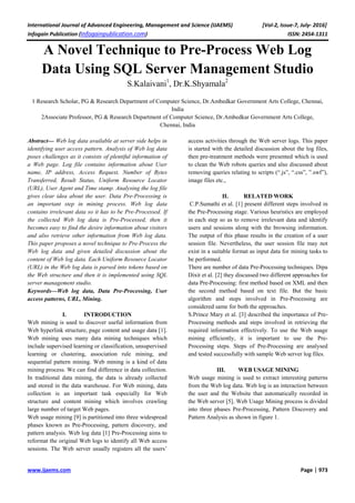 a novel technique to pre-process web log data using sql server management studio | PDF