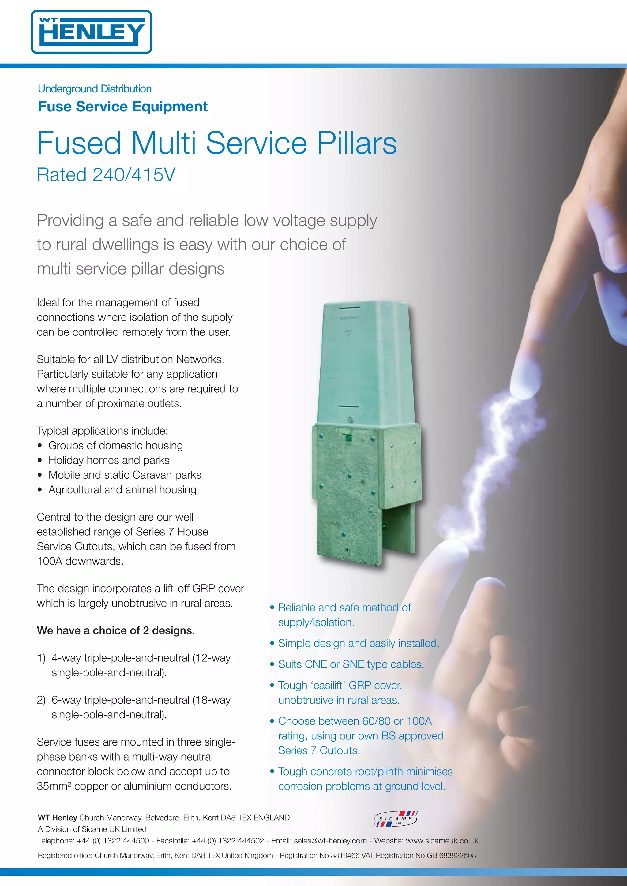 WT Henley Multi Service Fused Pillars 240/415V | PDF