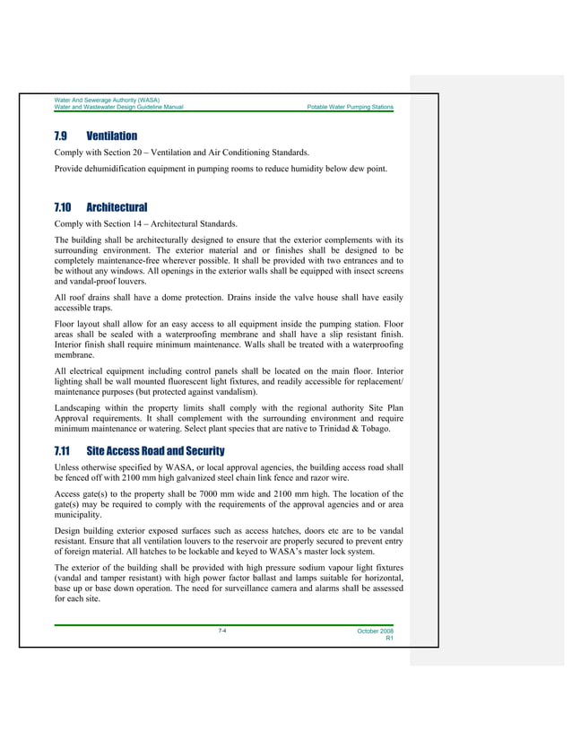 WASA Wastewater and Potable Water Design Requirements | PDF | Business ...