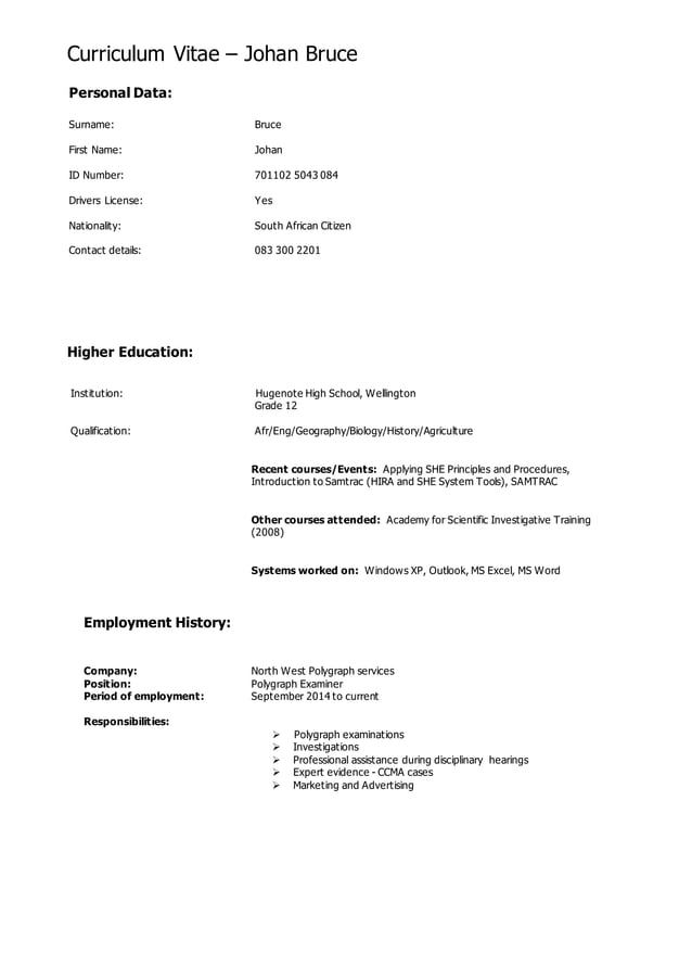 Johan Bruce cvnew | PDF