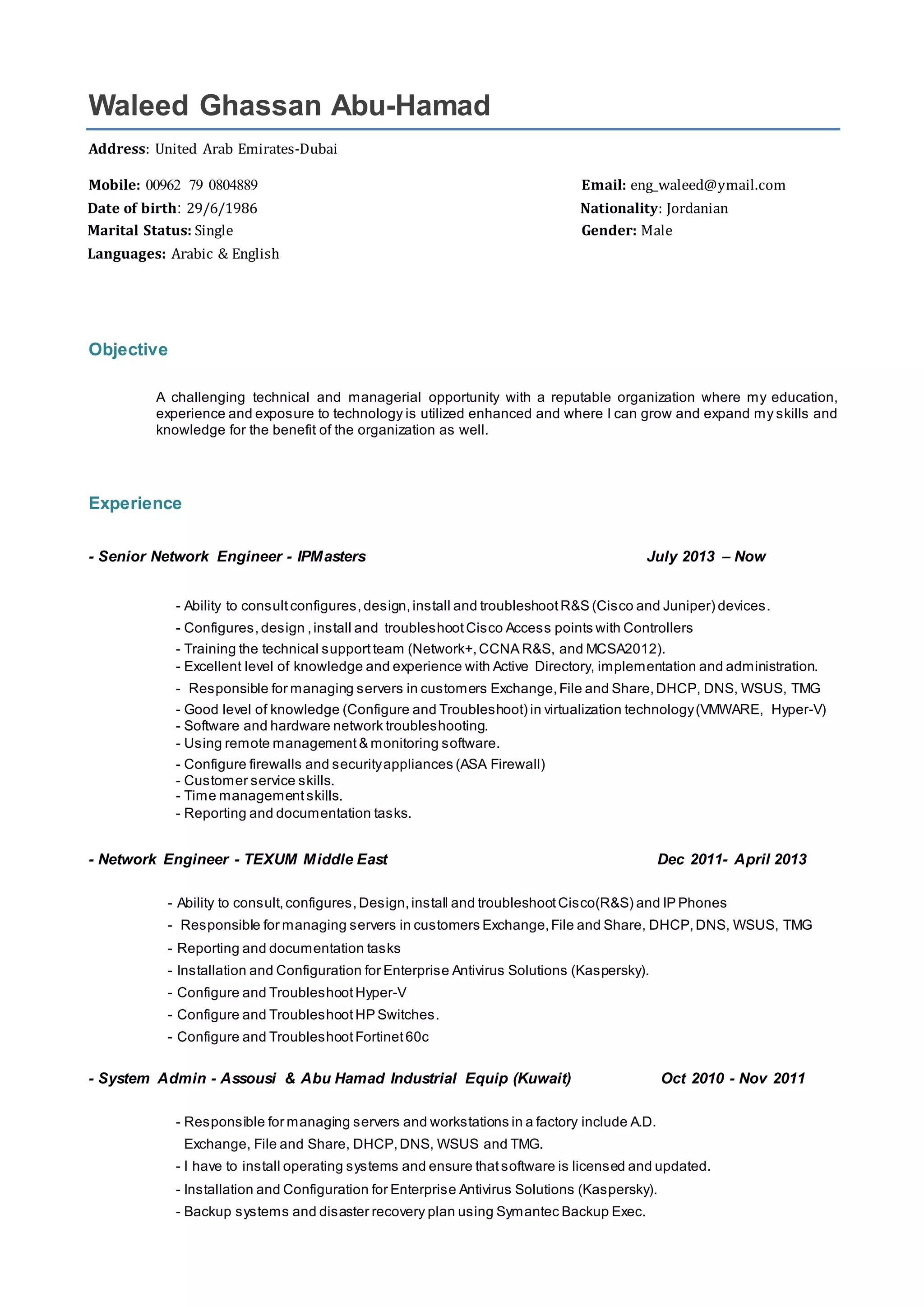 Waleed Abu-Hamad (C.V) | PDF