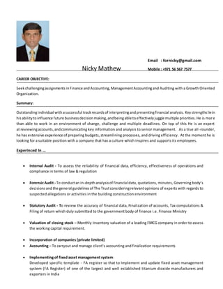 Nicky Mathew (CV) - (Fin) | PDF