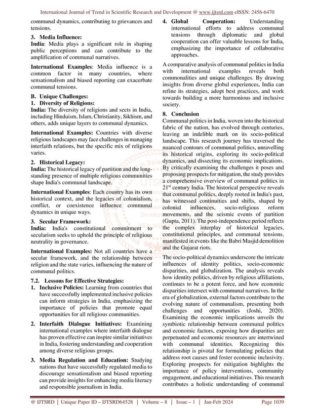 Dynamics of Communal Politics in 21st Century India Challenges and ...