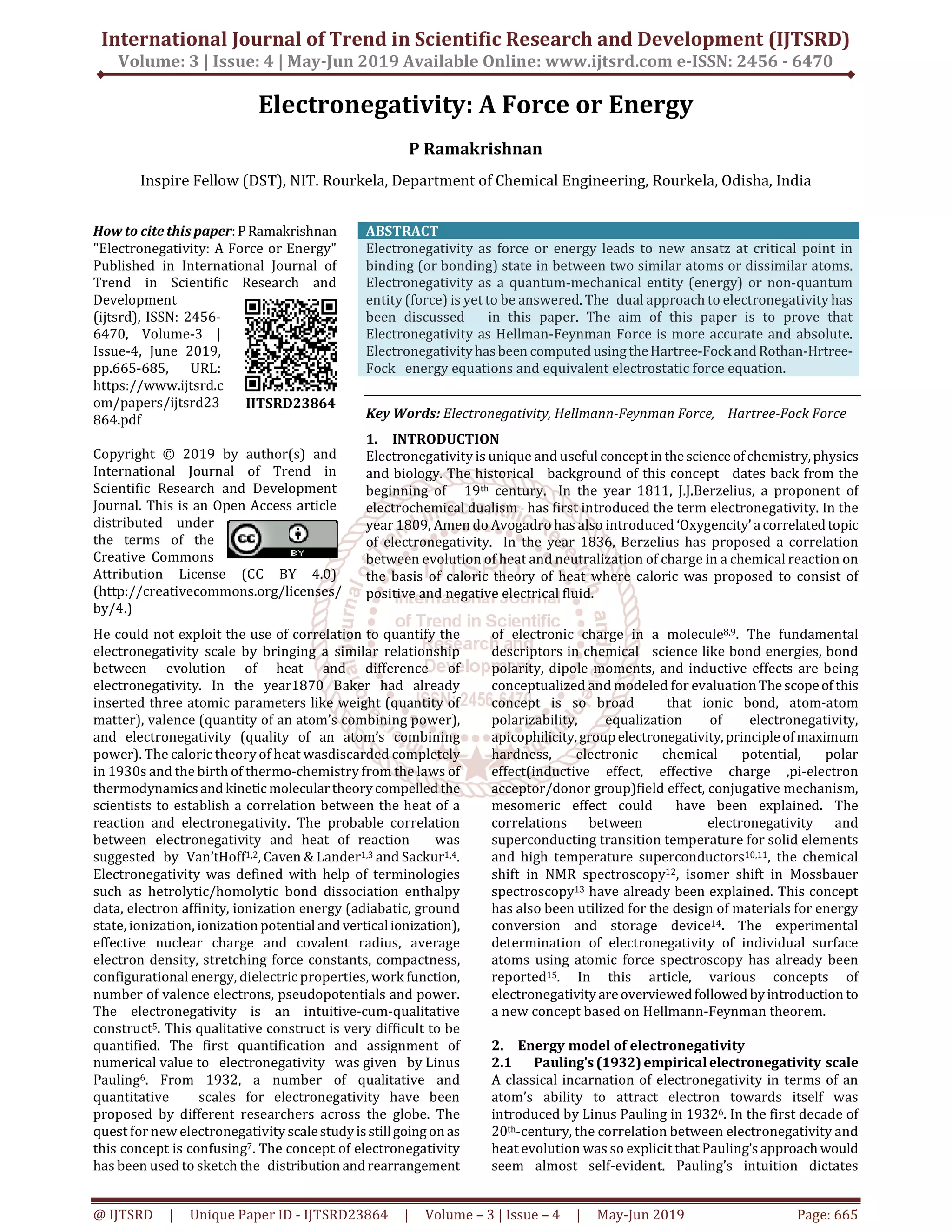 Electronegativity A Force or Energy | PDF