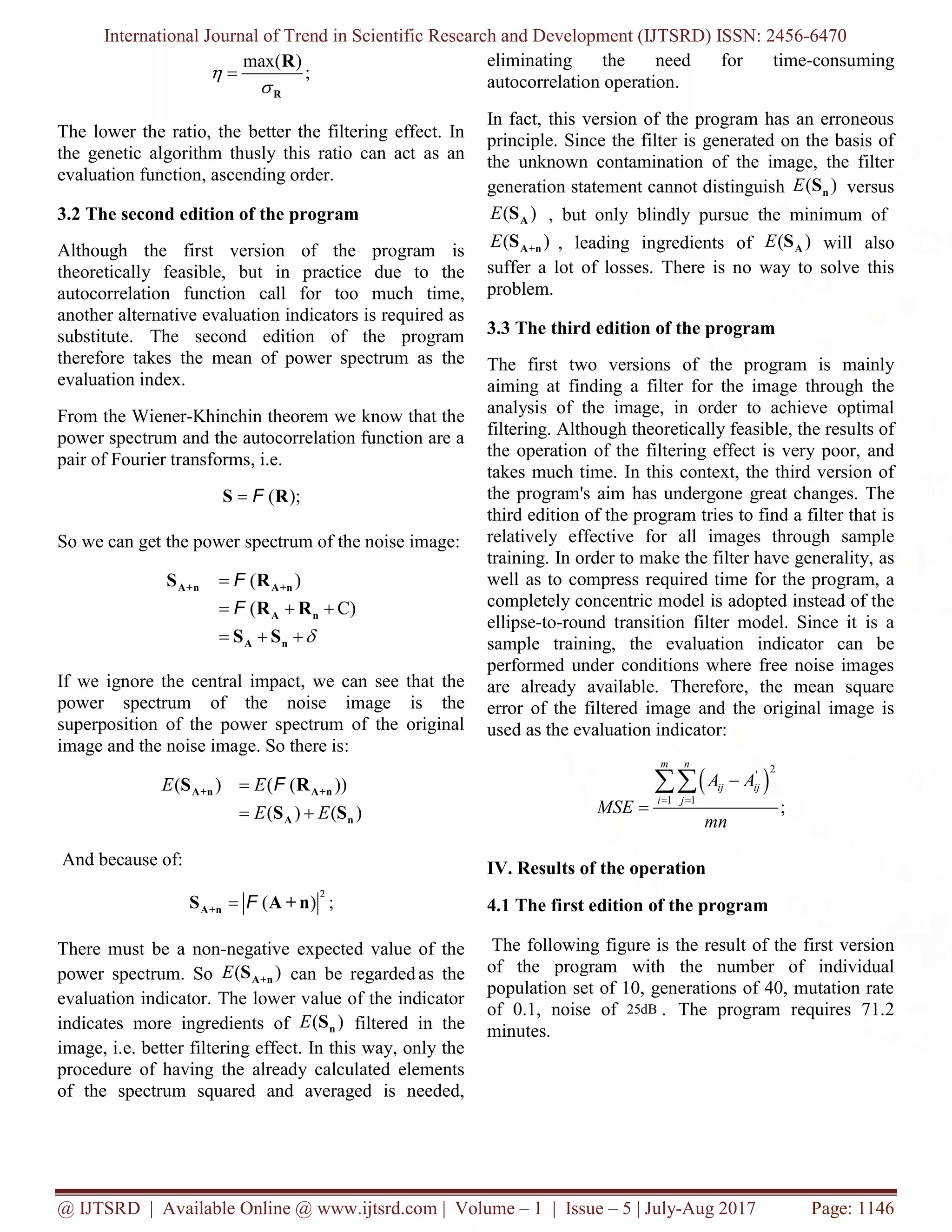 Fourier Filtering Denoising Based on Genetic Algorithms | PDF
