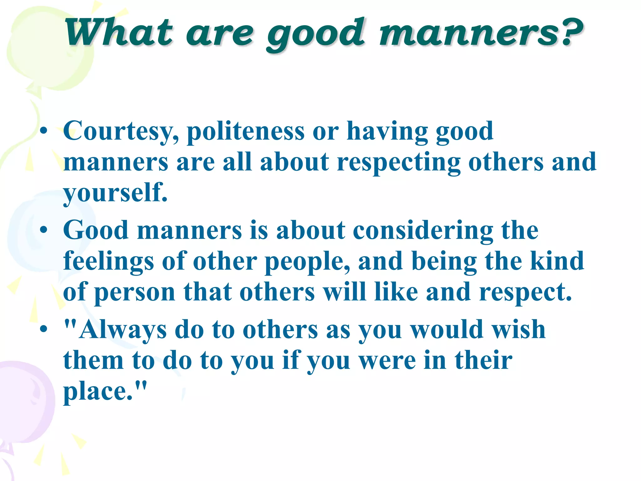 Good Manners at School | PPT
