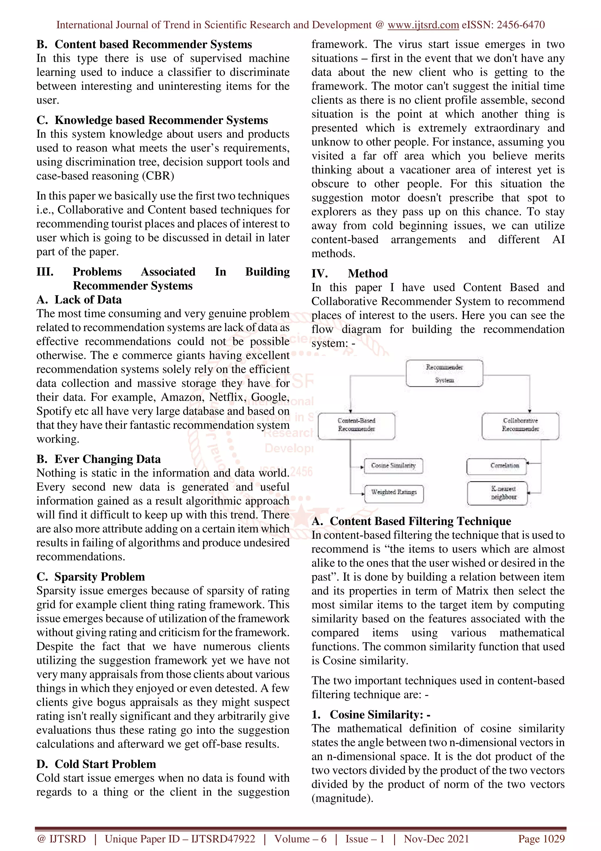 Study of Recommendation System Used In Tourism and Travel | PDF