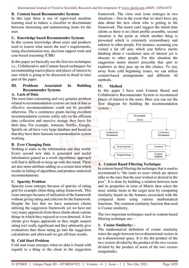 Study of Recommendation System Used In Tourism and Travel | PDF