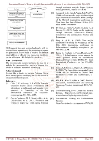 Study of Recommendation System Used In Tourism and Travel | PDF