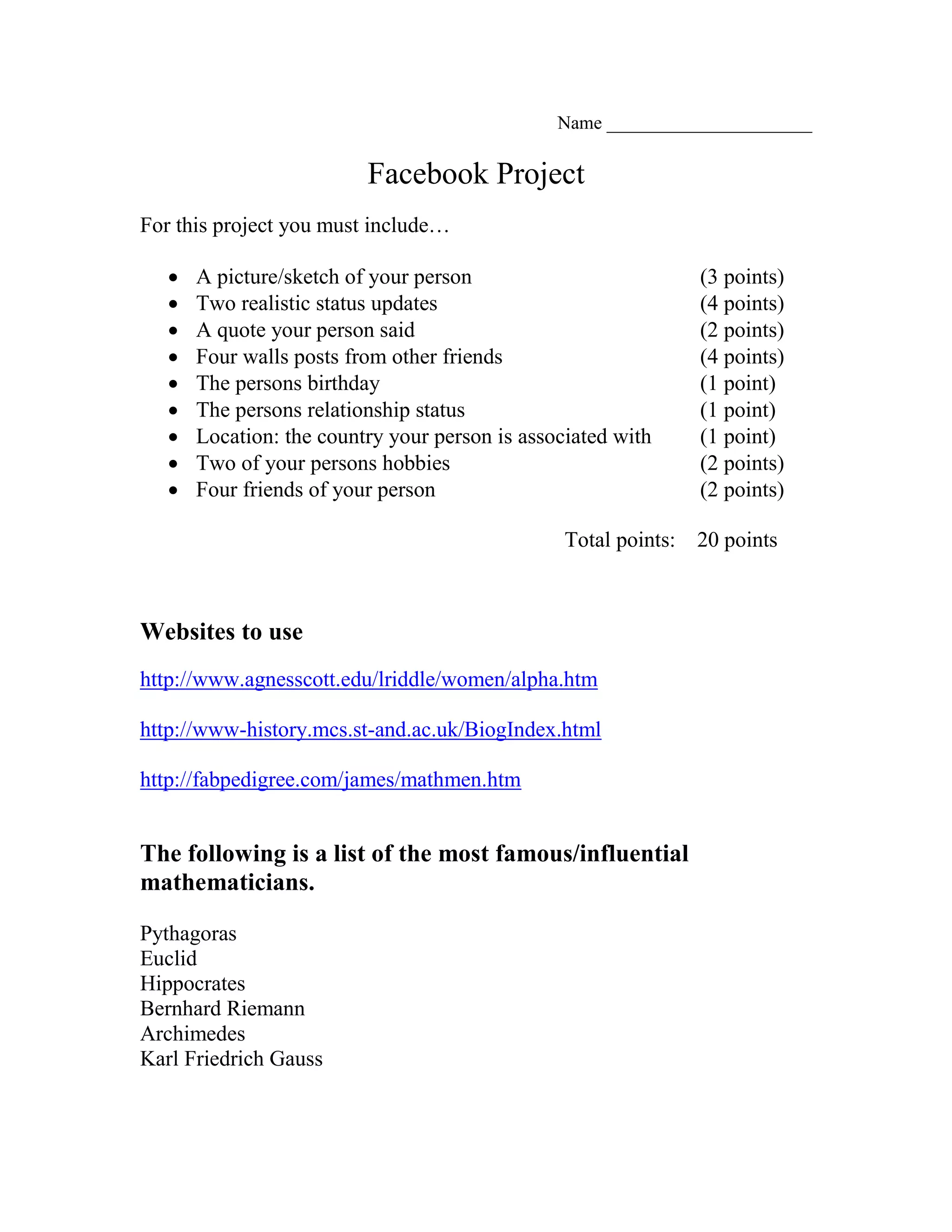 ISMATDR : Facebook Mathematician Project | PDF