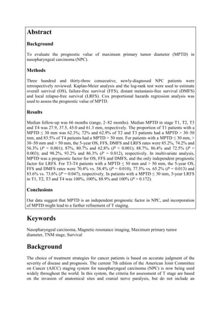 Prognostic significance of maximum primary tumor diameter in ...