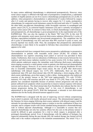 Short-course radiotherapy followed by neo-adjuvant chemotherapy in ...