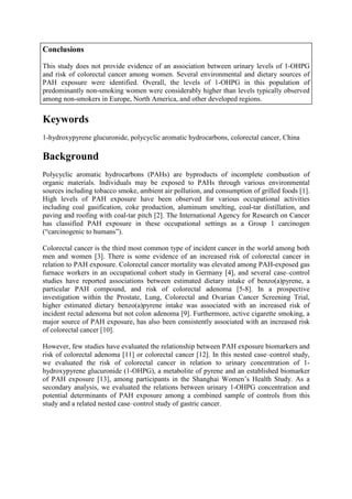 Polycyclic aromatic hydrocarbons: Determinants of urinary 1-hydroxypyrene glucuronide ...