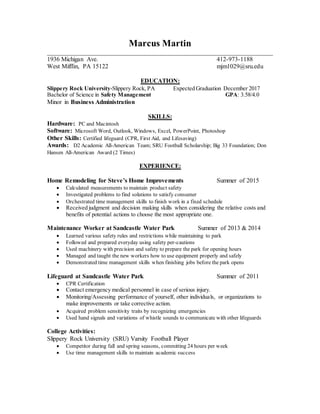 Marcus Martin Resume. | DOCX