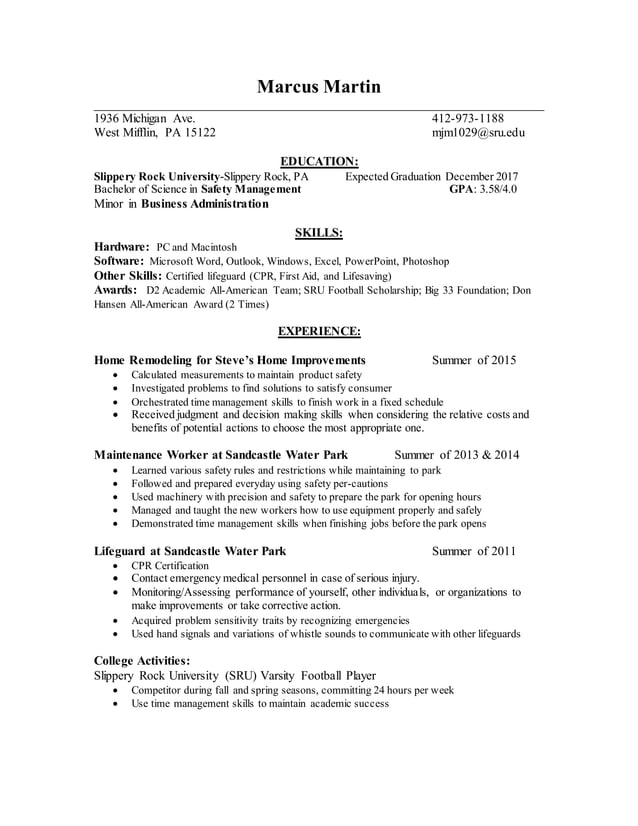 Marcus Martin Resume. | DOCX
