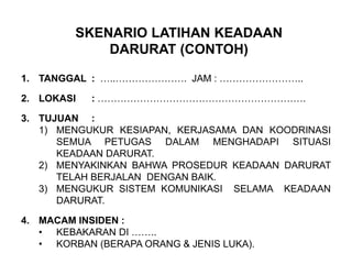 Skenario Kejadian Tanggap Darura pada Tempat Kerja | PPTX