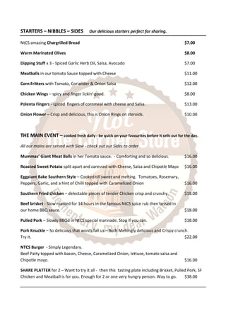 NTCS MENU print say | PDF | Barbecues and Grilling | Food & Drink