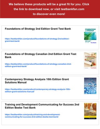 Foundations of Strategy 2nd Edition Grant Solutions Manual | PDF