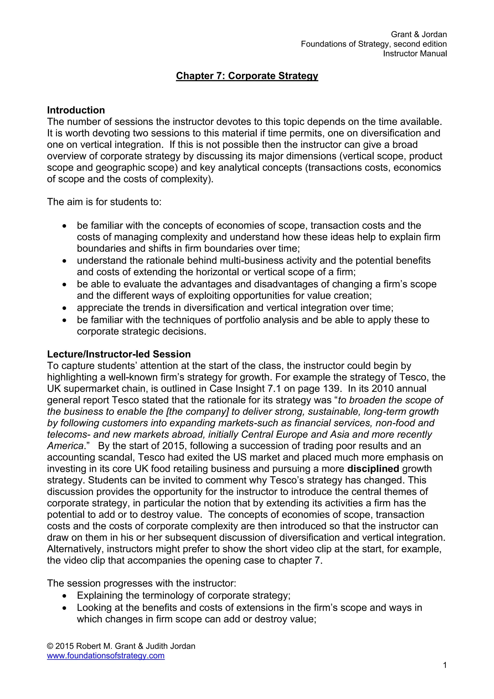 Foundations of Strategy 2nd Edition Grant Solutions Manual | PDF