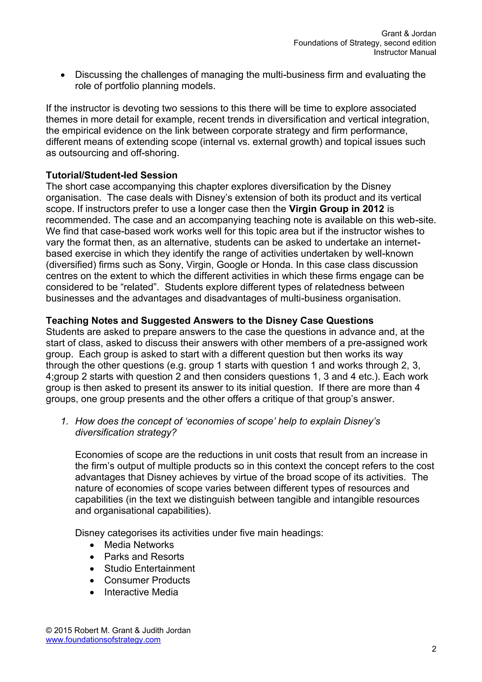 Foundations of Strategy 2nd Edition Grant Solutions Manual | PDF
