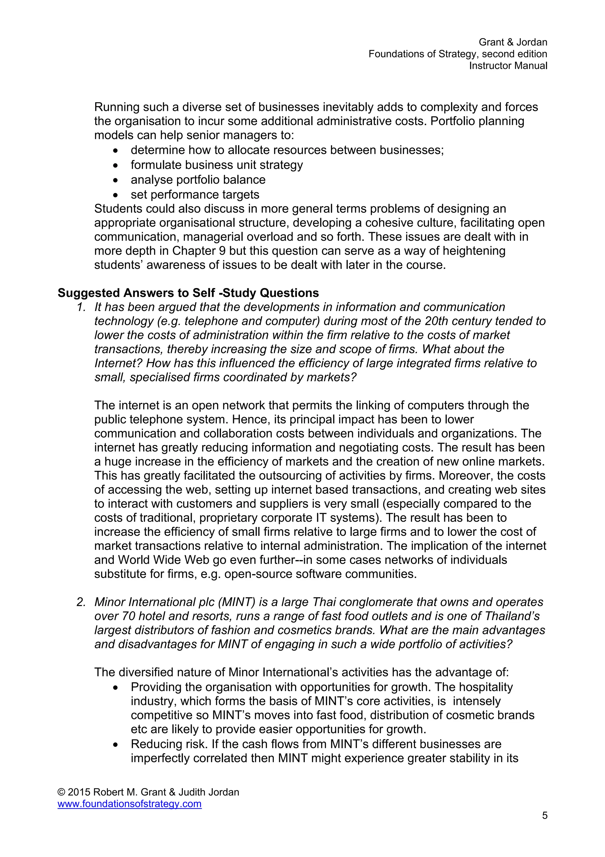 Foundations of Strategy 2nd Edition Grant Solutions Manual | PDF