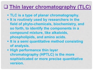 PPT ON Thin layer chromatography ,Principle,System Components,Procedure ...