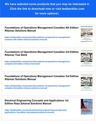 Foundations of Operations Management Canadian 4th Edition Ritzman Test ...