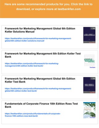 Framework for Marketing Management 6th Edition Kotler Solutions Manual ...