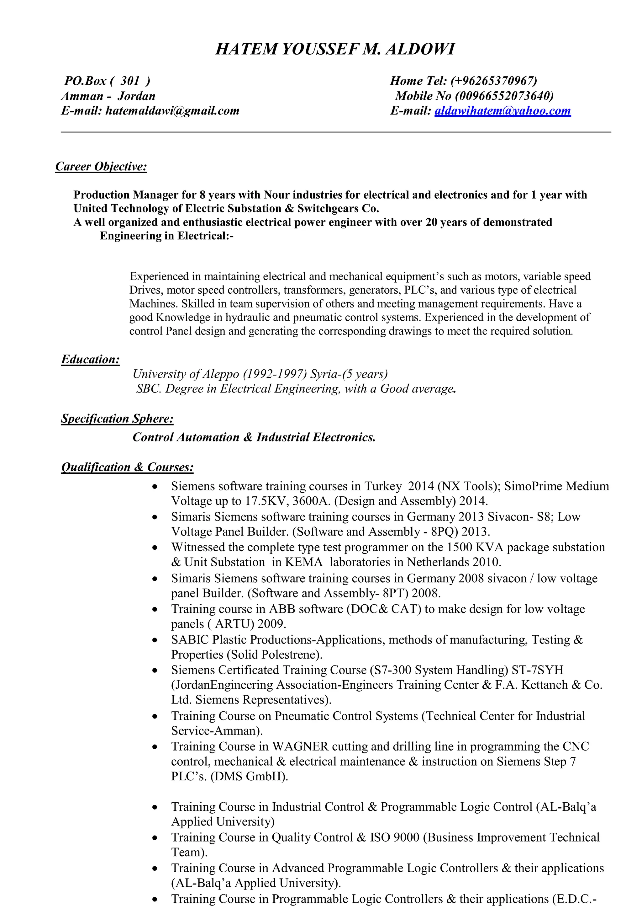 Hatem aldawi CV | PDF