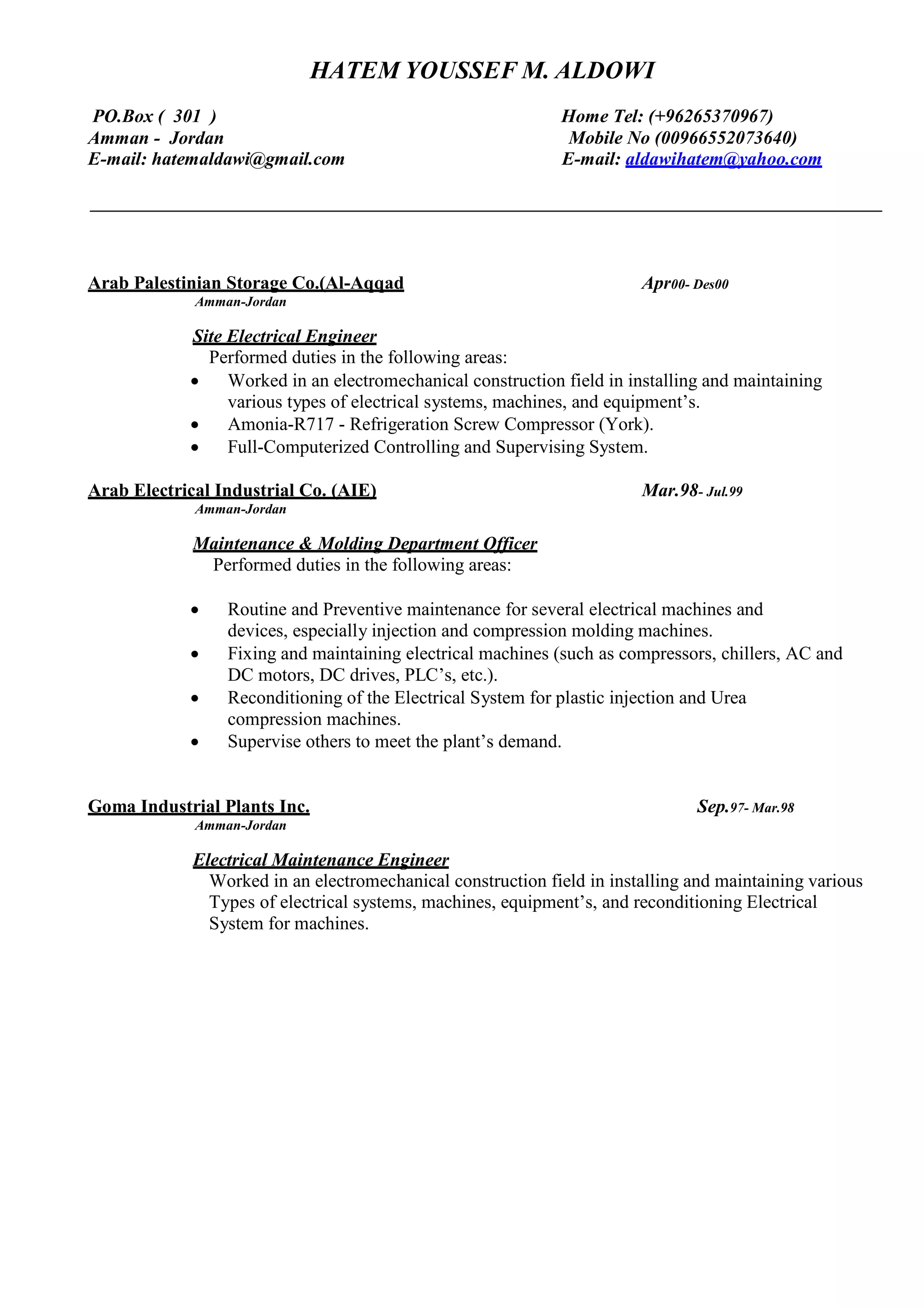 Hatem aldawi CV | PDF