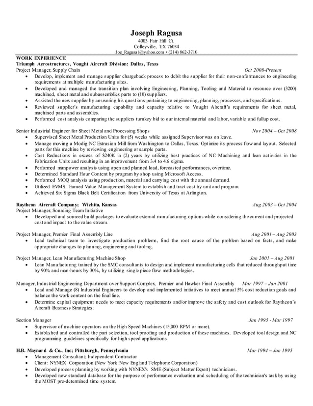 Joe Ragusa Resume | PDF