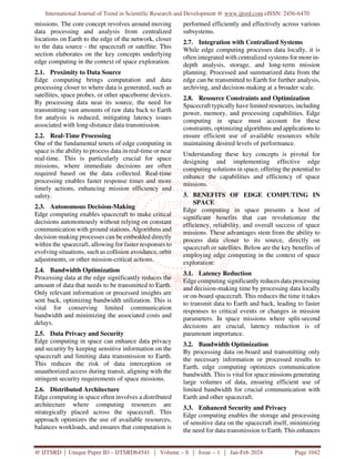 Edge Computing in Space Enhancing Data Processing and Communication for Space Missions | PDF