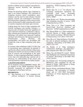 Edge Computing in Space Enhancing Data Processing and Communication for Space Missions | PDF