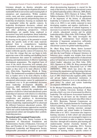 Exploring Complexities and Paradoxes in Effective School and System Leadership in Cameroon | PDF
